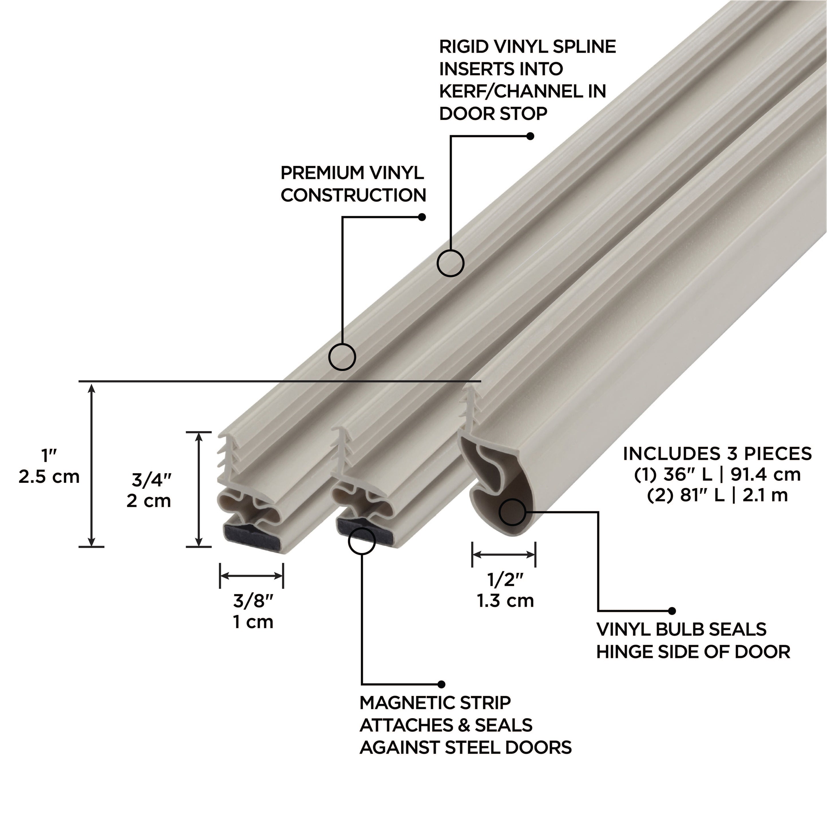 Vinyl with Magnetic Strip Top and Sides Door Seal Kit for Steel Doors ...