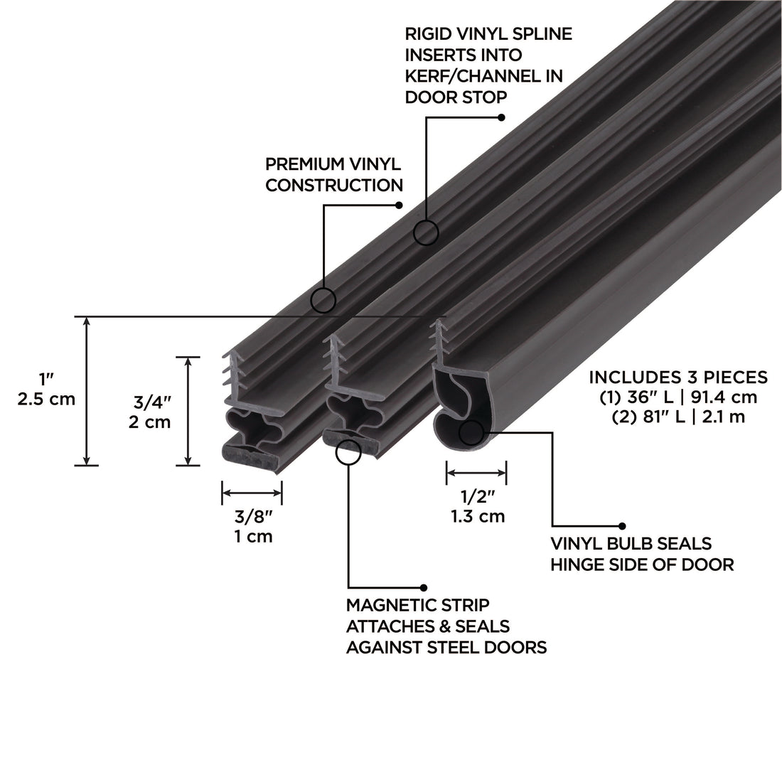 Vinyl with Magnetic Strip Top and Sides Door Seal Kit for Steel Doors ...