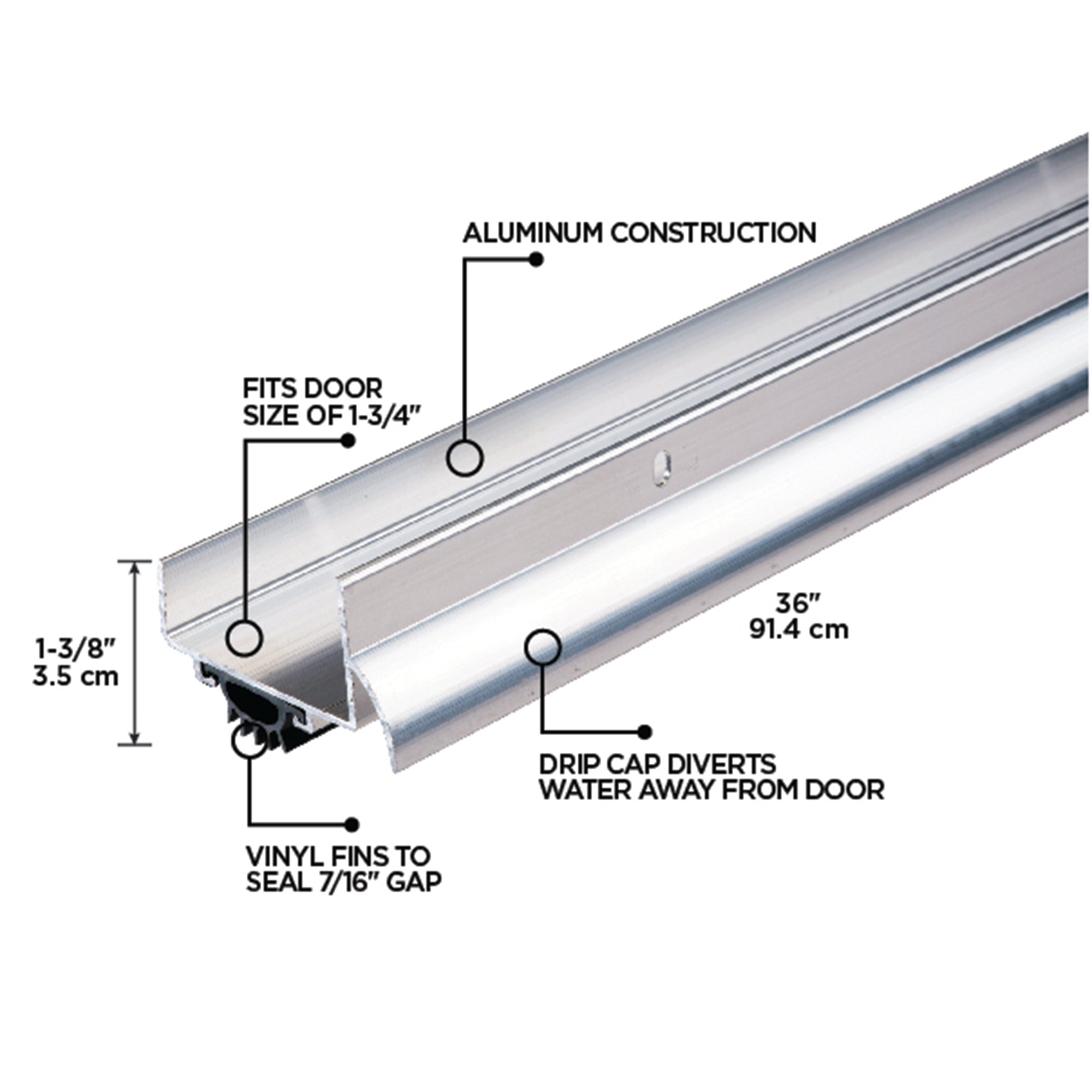 36 in. Aluminum U-Shape Screw-on Under Door Seal – M-D Building Products