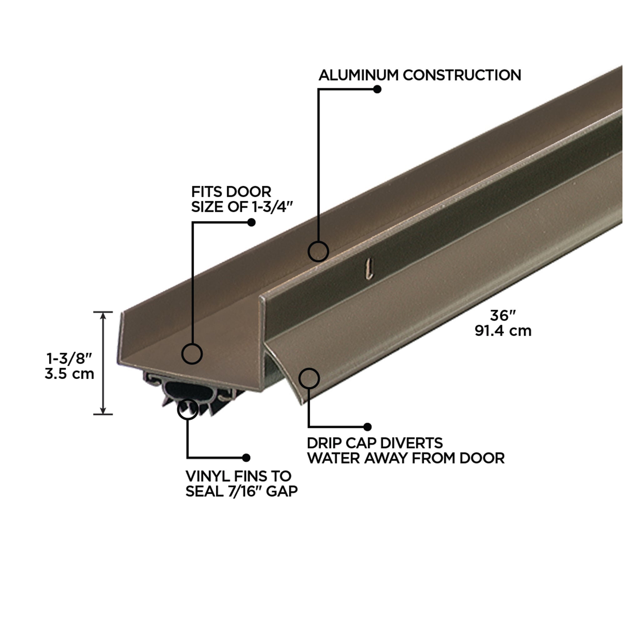 36 in. Aluminum U-Shape Screw-on Under Door Seal – M-D Building Products