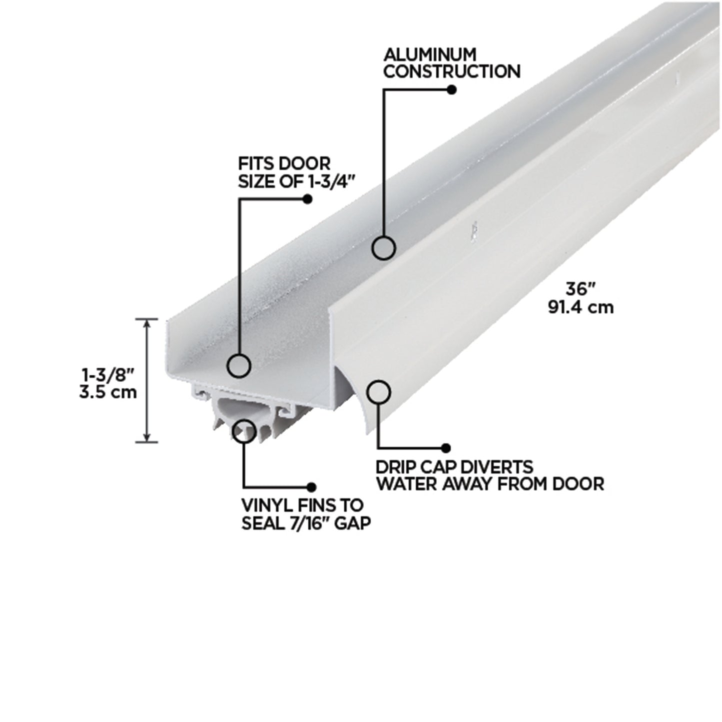 36 in. Aluminum U-Shape Screw-on Under Door Seal – M-D Building Products