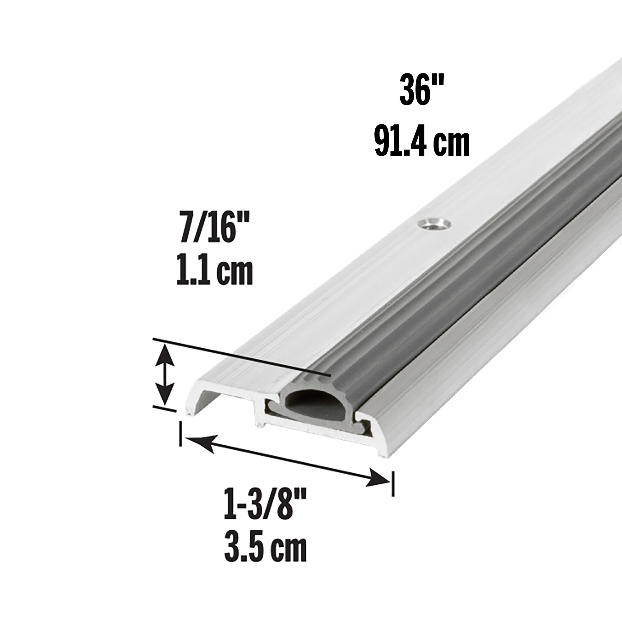 1-3/8 in. x 7/16 in. x 36 in. Silver Aluminum and Vinyl Mini Low-Profi ...