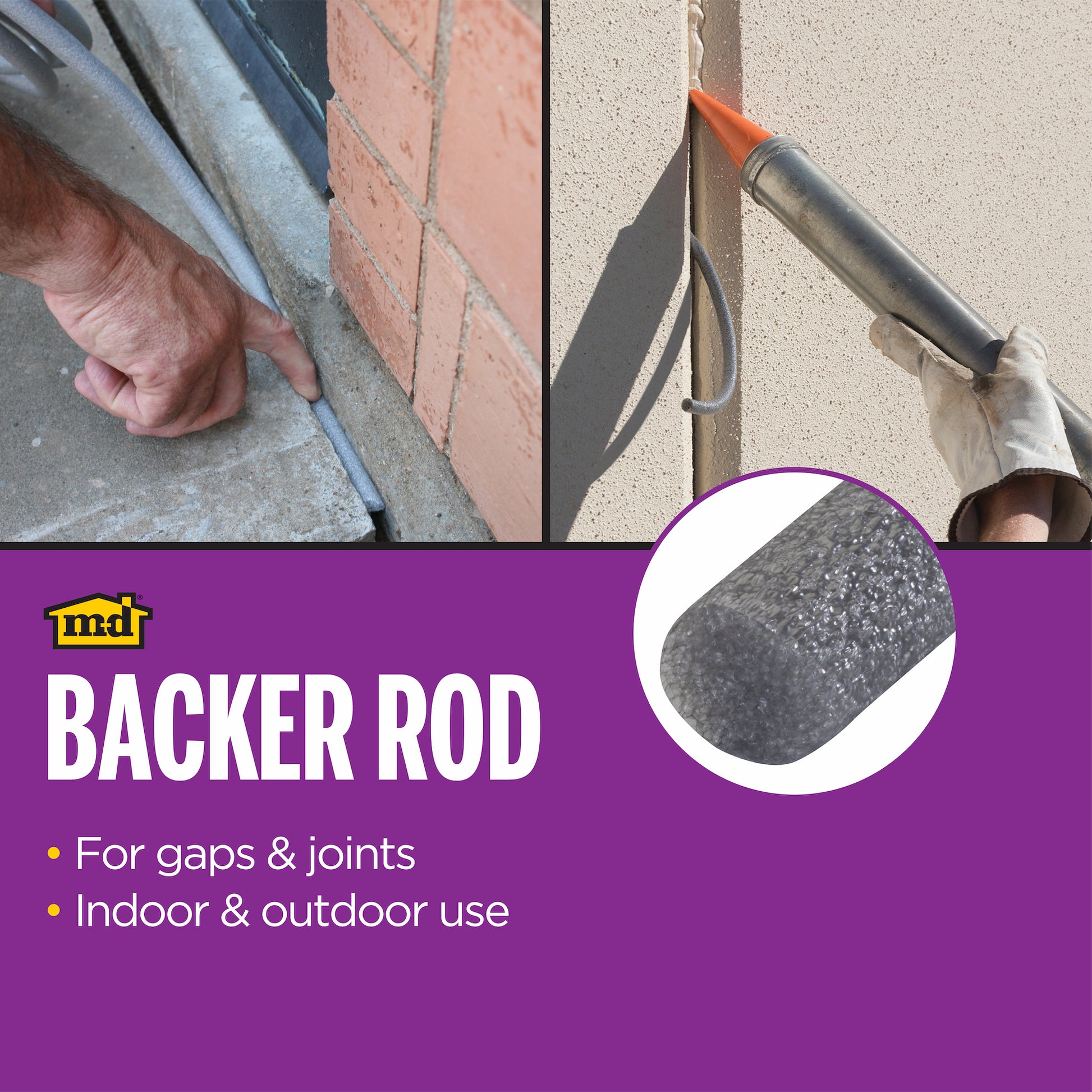 50 ft. Gray Foam Backer Rod for Small 3/8 in. Gaps and Joints – M-D ...