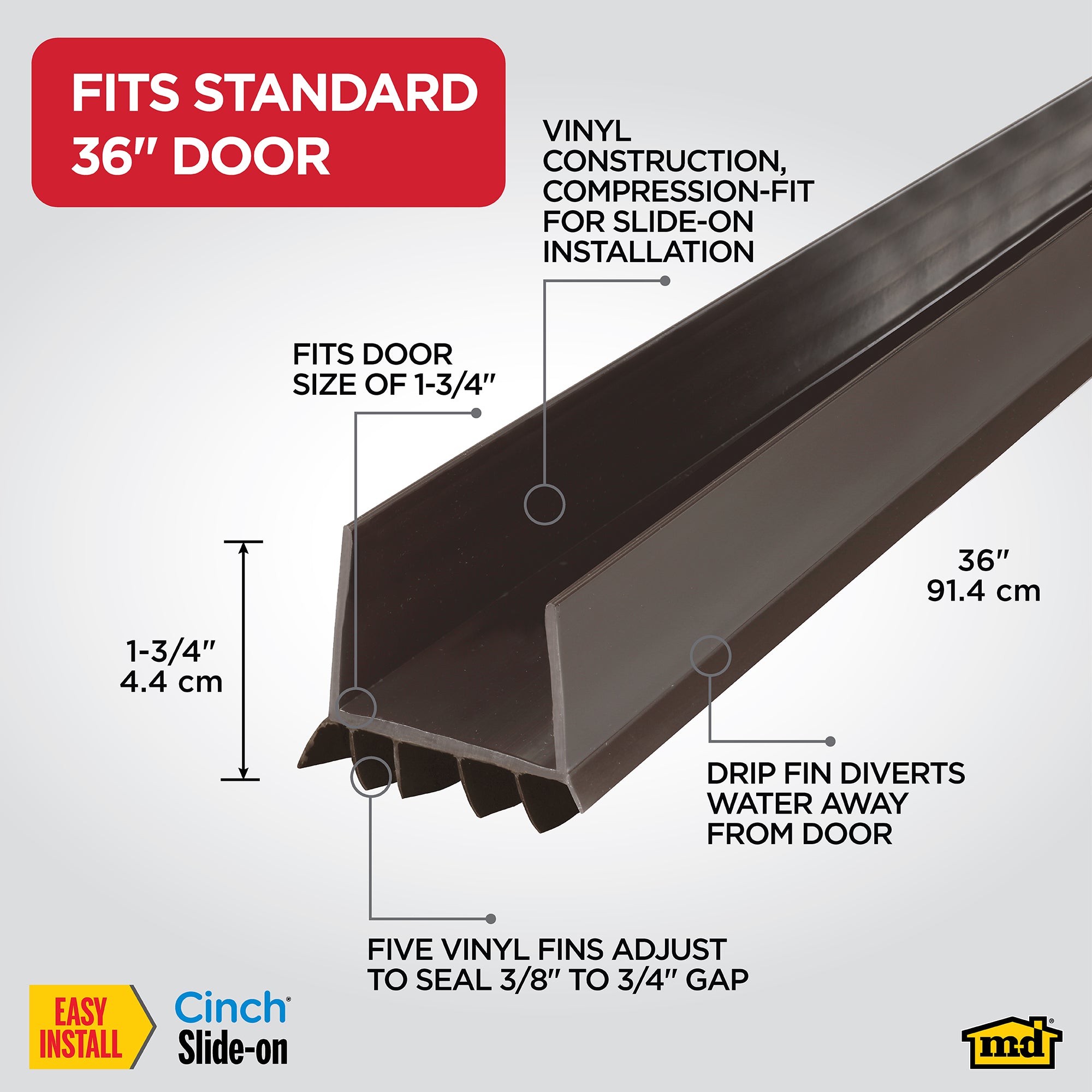 Vinyl CINCH® U-Shape Slide-On Under Door Seal – M-D Building Products