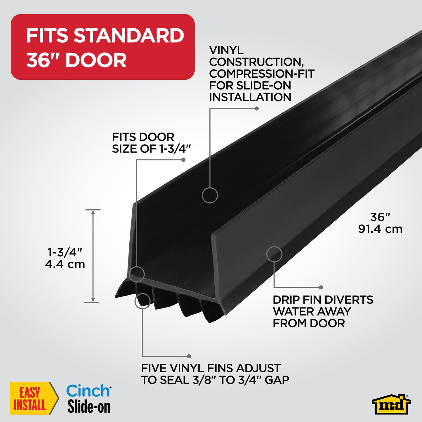 Vinyl CINCH® U-Shape Slide-On Under Door Seal – M-D Building Products
