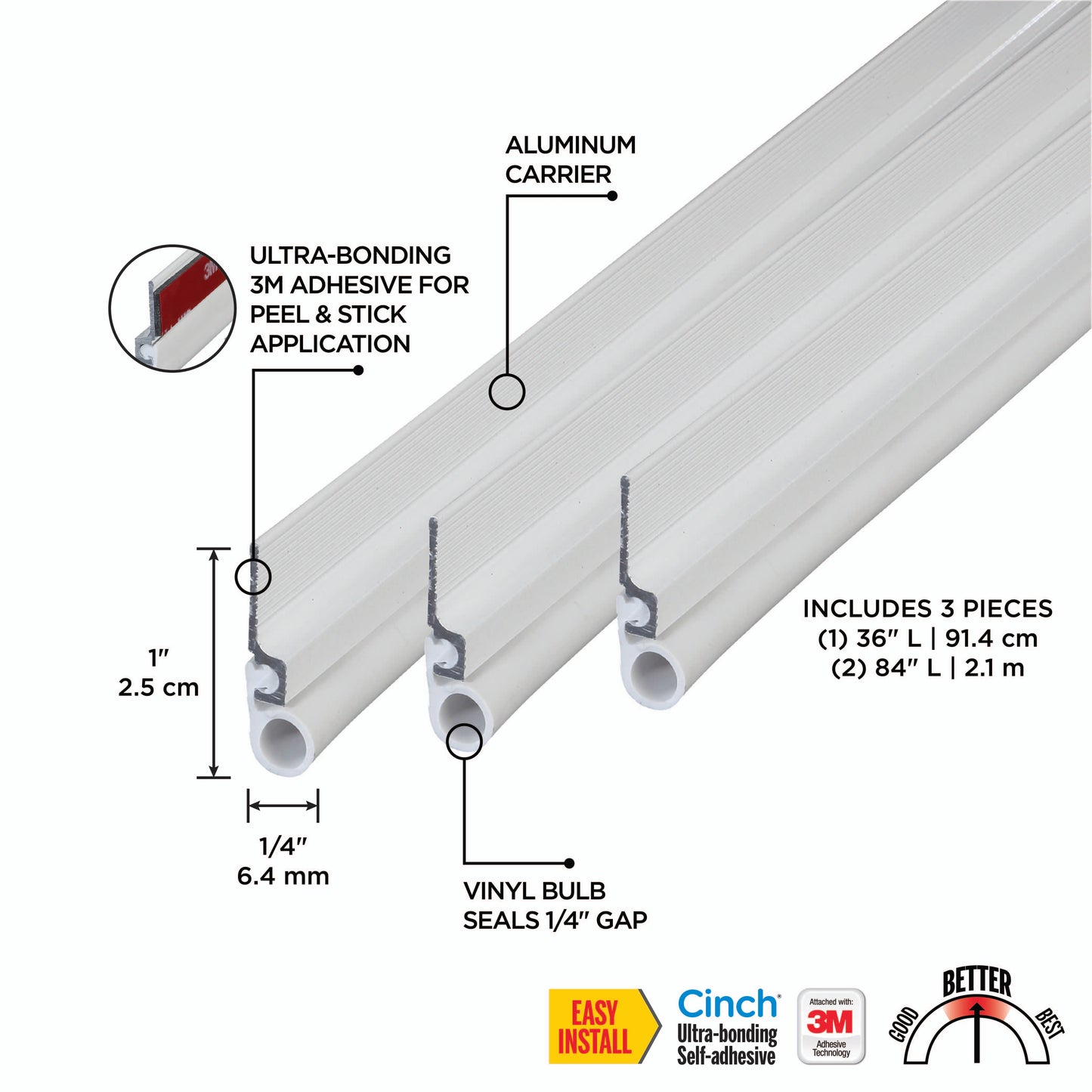 Aluminum and Vinyl CINCH® Self-adhesive Top and Sides Door Seal Kit – M-D Building Products