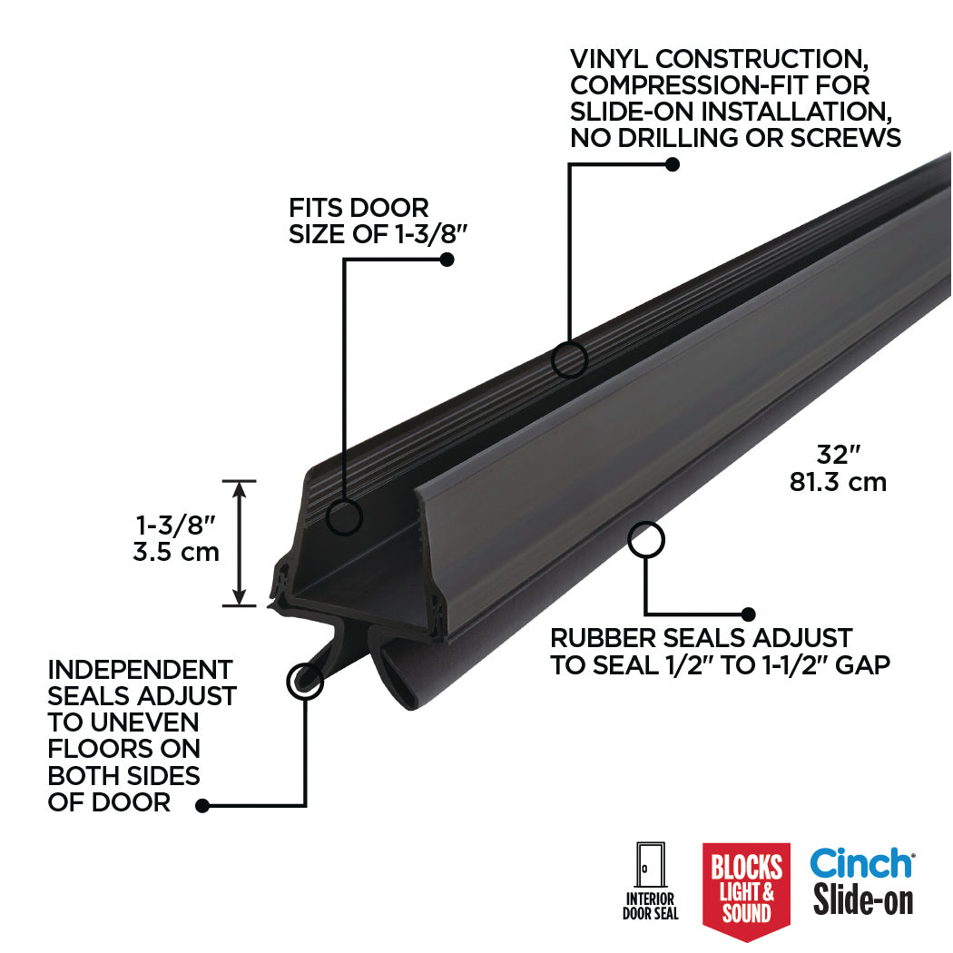 Vinyl & Rubber CINCH® Slide-On Interior Under Door Seal – M-D Building ...