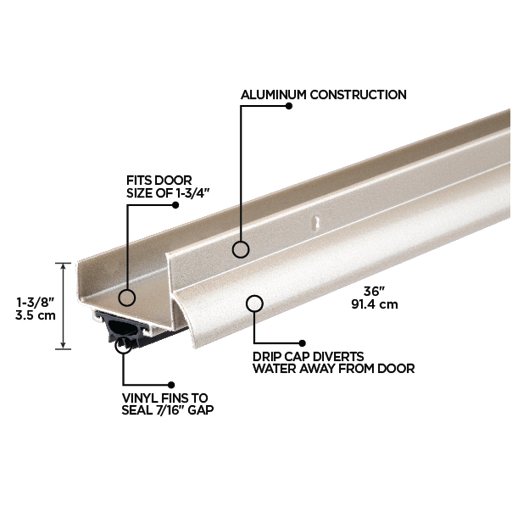 36 in. Aluminum U-Shape Screw-on Under Door Seal – M-D Building Products