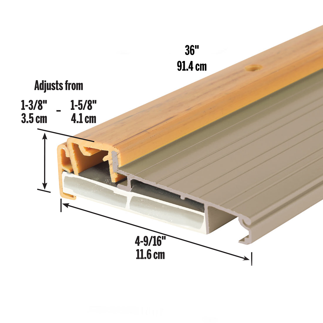 4-9/16 in. x 1-3/8 in. x 36 in. Adjustable Aluminum Thermal Break Thre ...