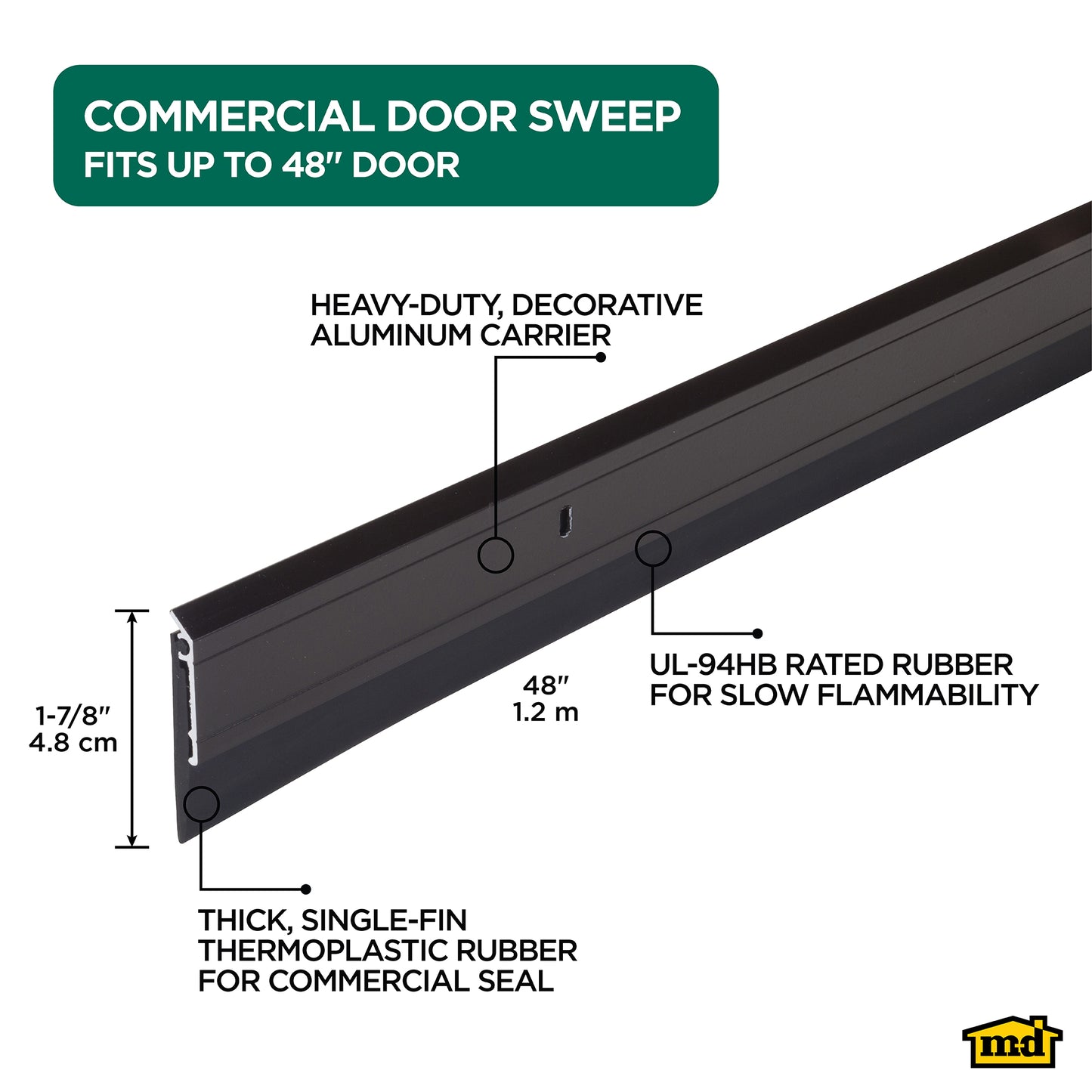 Aluminum and Thermoplastic Rubber Commercial Screw-on Door Sweep – M-D ...
